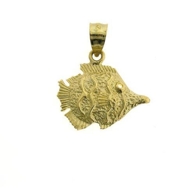 14kt gold Unique charm, fish charm, nautical charm,sea creature jewelry ...