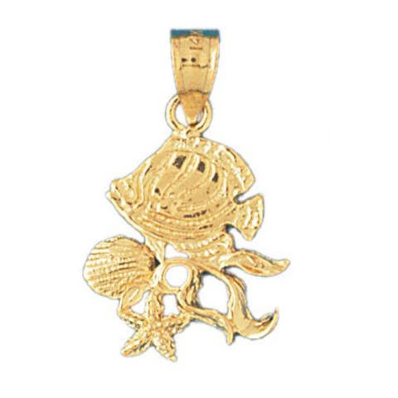 14kt gold Unique charm, gold fish charm, nautical charm,sea creature ...