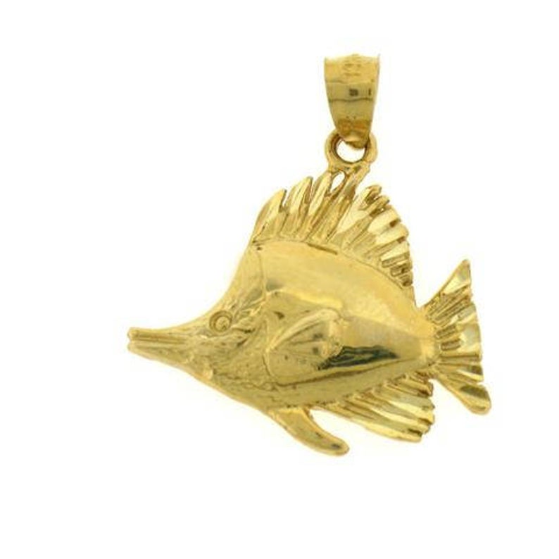 14kt gold Unique charm, gold fish charm, nautical charm,sea creature ...