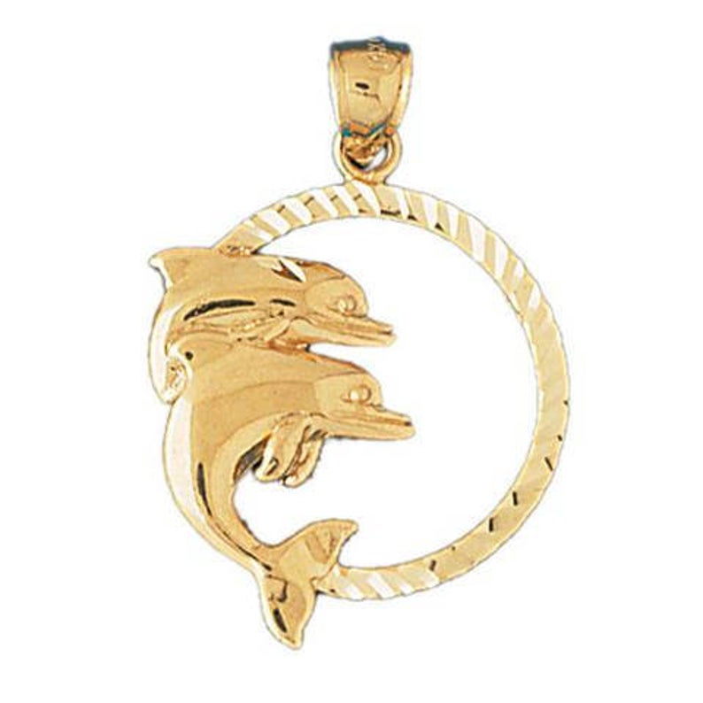 14kt gold Unique charm, dolphin charm, nautical charm,sea creature ...