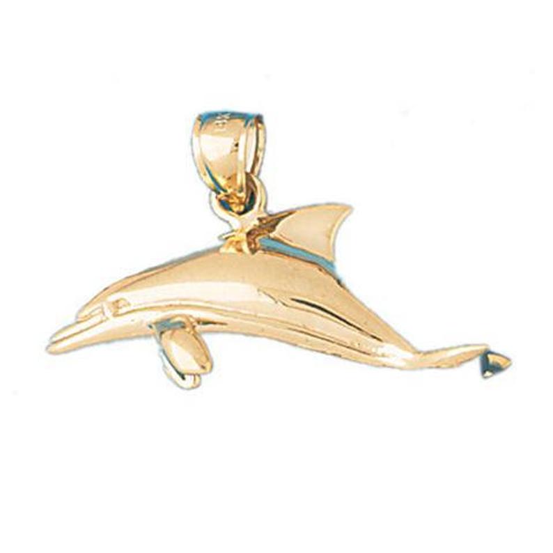 14kt gold Unique charm, dolphin charm, nautical charm,sea creature ...