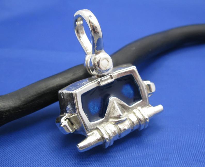 Men's Large Sterling Silver Scuba Diving Mask Goggles Pendant Designed ...