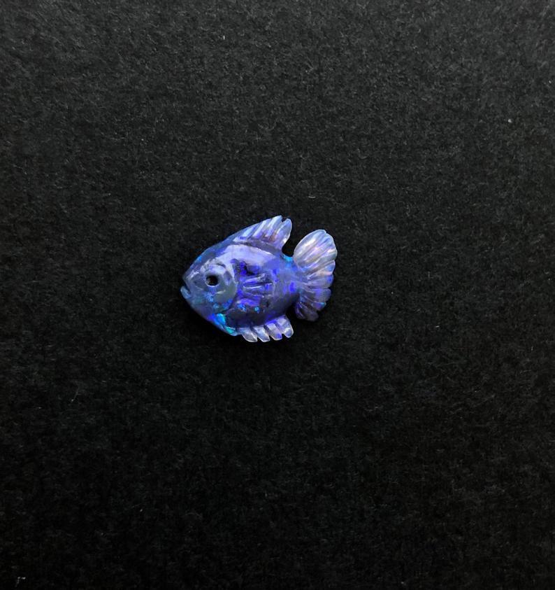 Lightning Ridge Black Opal Fish Carving 1.72cts, 3D Carved Opal OOAK ...