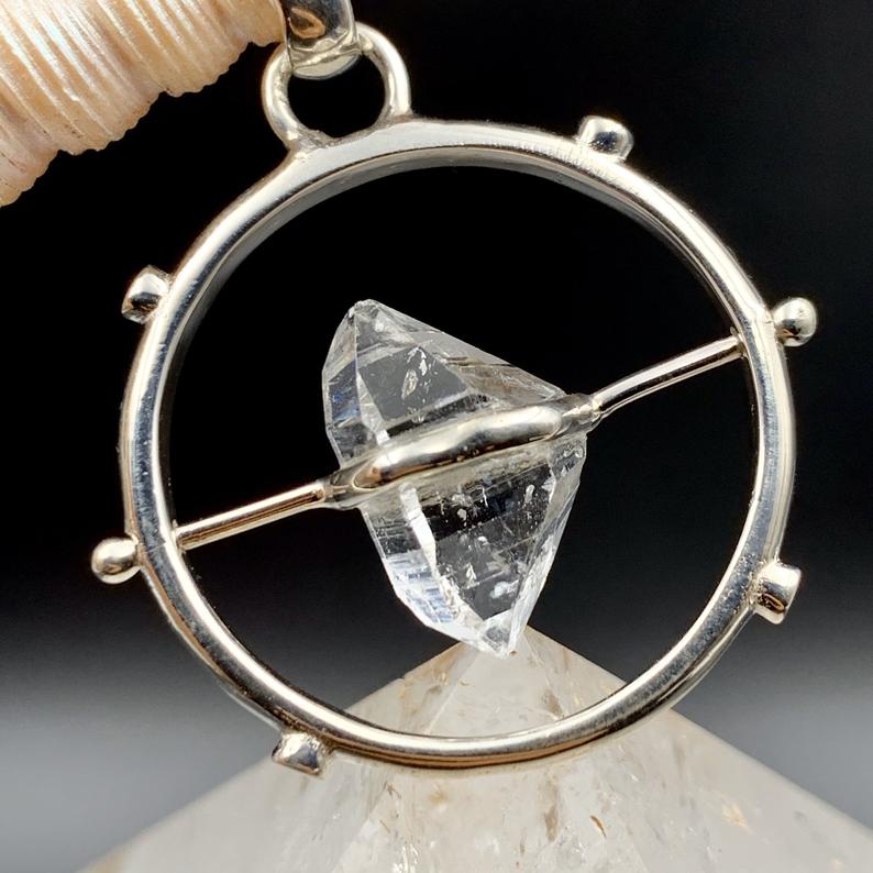 Spinning Herkimer Diamond Quartz Pendant - Double Terminated Crystal ...