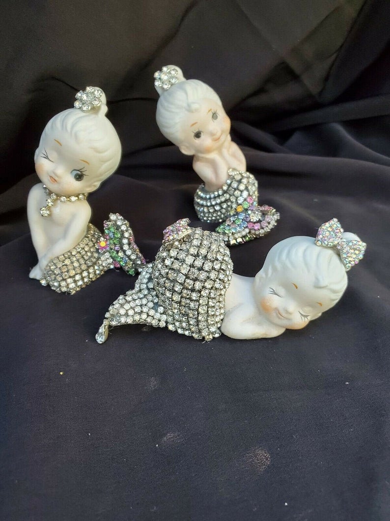 Vintage Lefton Mermaids Rhinestone Embellished ocean beachouse nautical ...