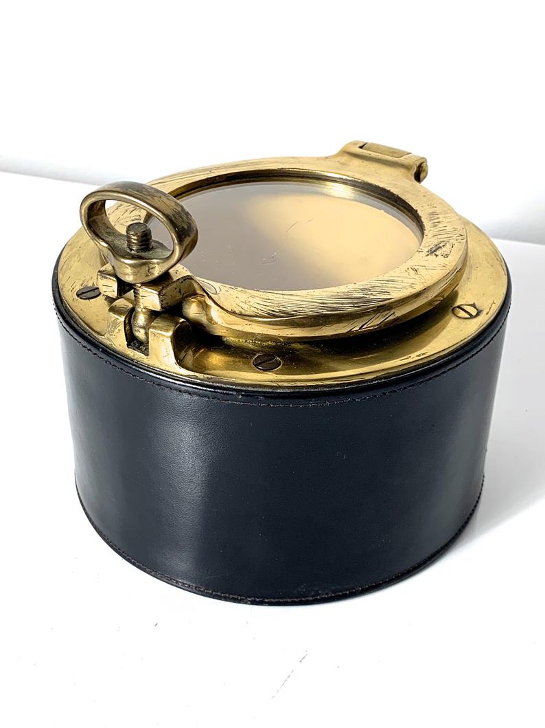 Vintage Dunhill Leather & Brass Porthole Humidor 1960's | Schooner ...