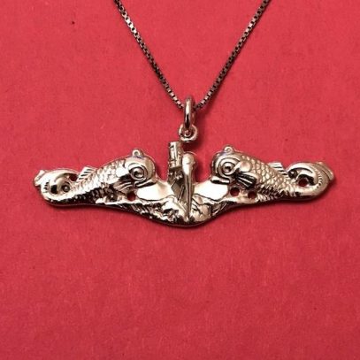 Solid Sterling Silver US Navy Submarine Enlisted Badge Pendant and ...