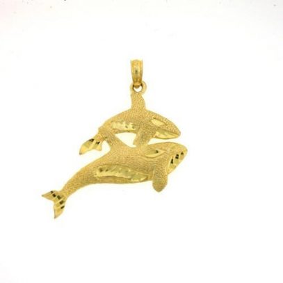 14kt gold Unique charm, Whale fish charm, nautical charm, sea creature ...