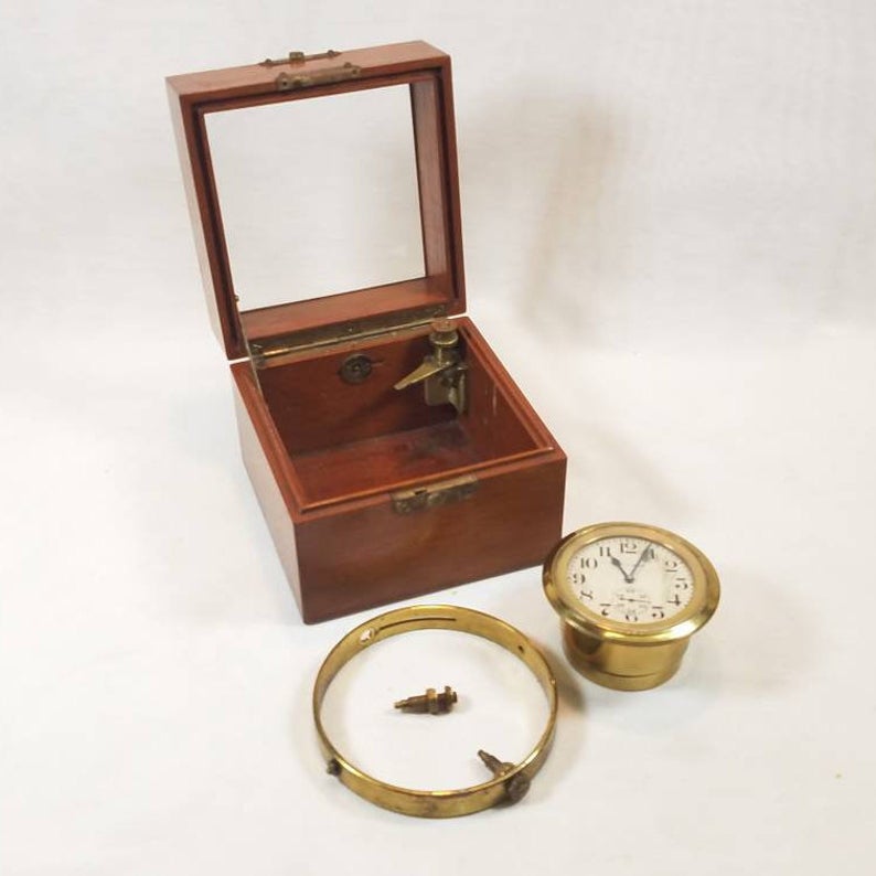 Antique 1903 Waltham Crescent St. Nautical Maritime Ship Chronometer ...