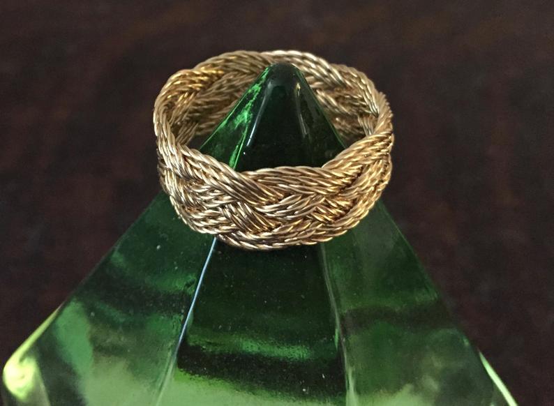 Hand-tied twisted gold-filled Turks Head Knot ring | Schooner Chandlery