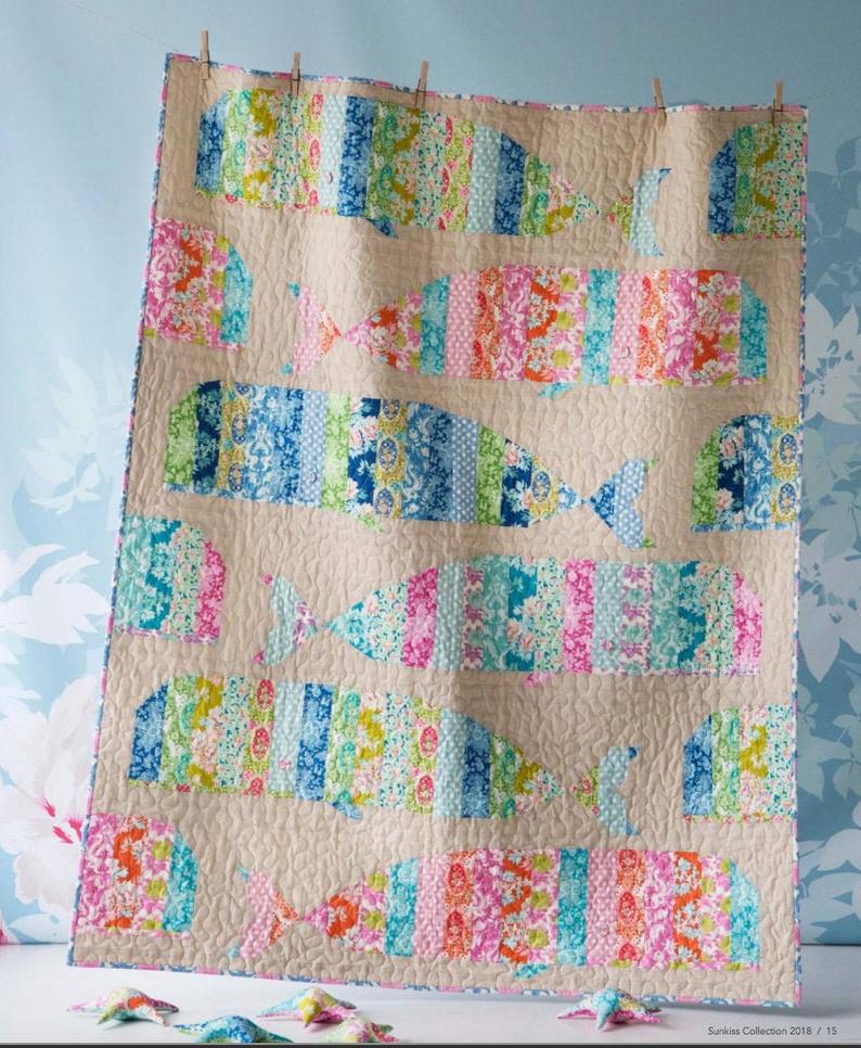 New! TILDA Fabrics Sunkiss Whale Quilt Kit - Sunkiss Collection by Tone ...