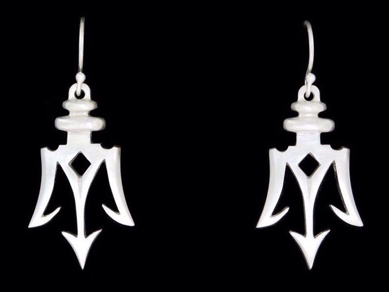 Small Sterling Silver Poseidon's Trident Dangle Earrings | Schooner ...