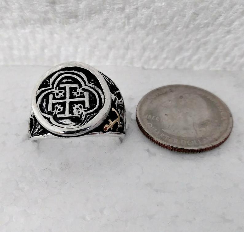 Atocha Coin 18K Solid Gold Sterling Silver Ring – Schooner Chandlery