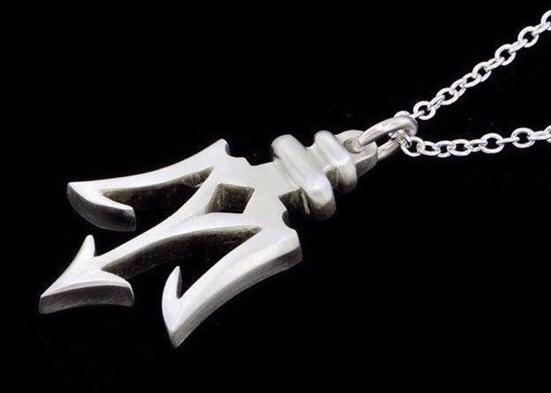 Small Sterling Silver Poseidon's Trident pendant or Necklace (Optional ...
