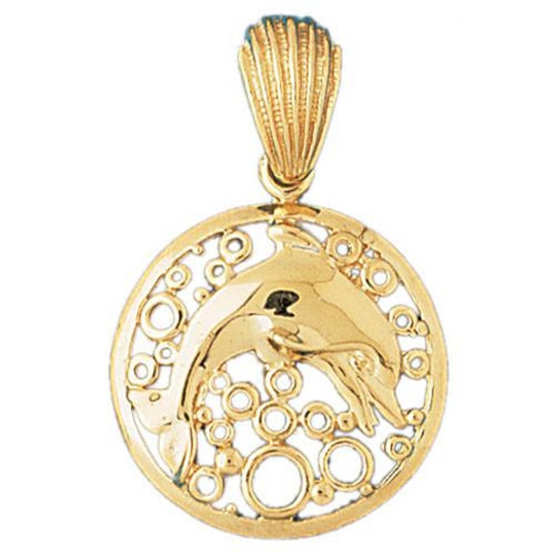 Gold Nautical Charm, DOLPHIN, 14K Gold beautiful Dolphin fish Charm ...