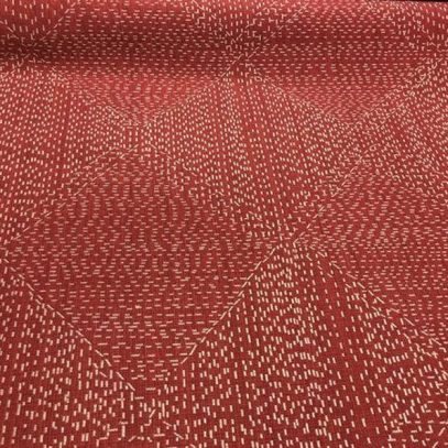 Donghia Sashiko Red Fabric / Kabocha Abstract Ethnic Geometric ...