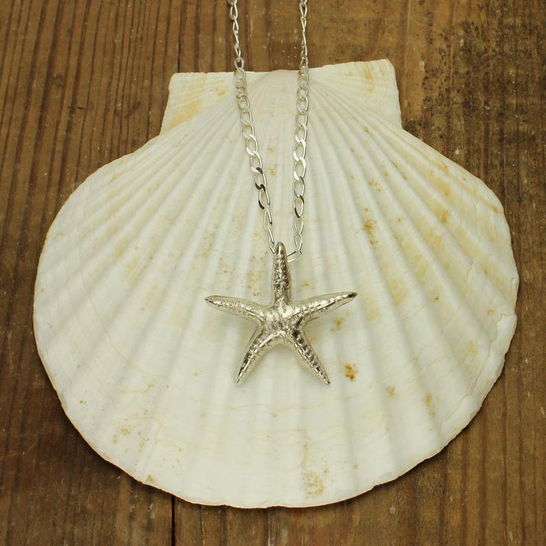 Starfish Silver Necklace Starfish Pendant in Solid Sterling Silver ...