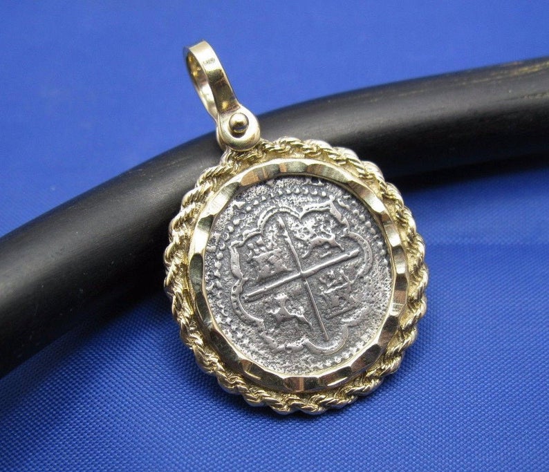 Sterling Silver Atocha Shipwreck Coin Reproduction in Handcrafted 14k ...