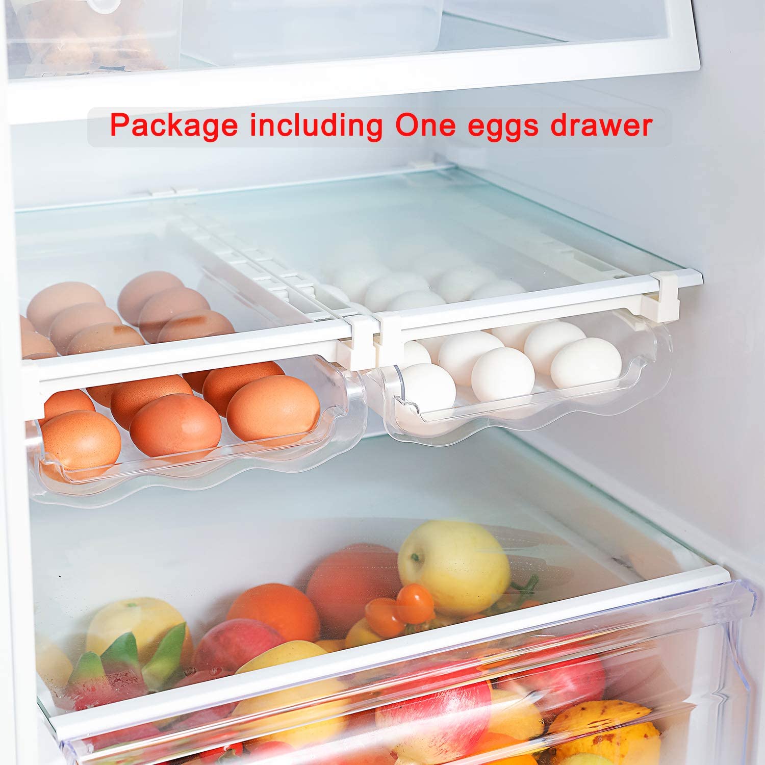 Refrigerator Organizer Drawer for Eggs, Pull Out Fridge Drawer ...
