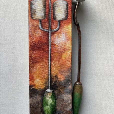 Marshmallows roasting over a fire, painted mini with Antique Tool ...