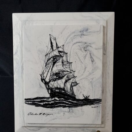 Vintage Engraved Ceramic Tile Charles W Morgan 1986 | Schooner Chandlery